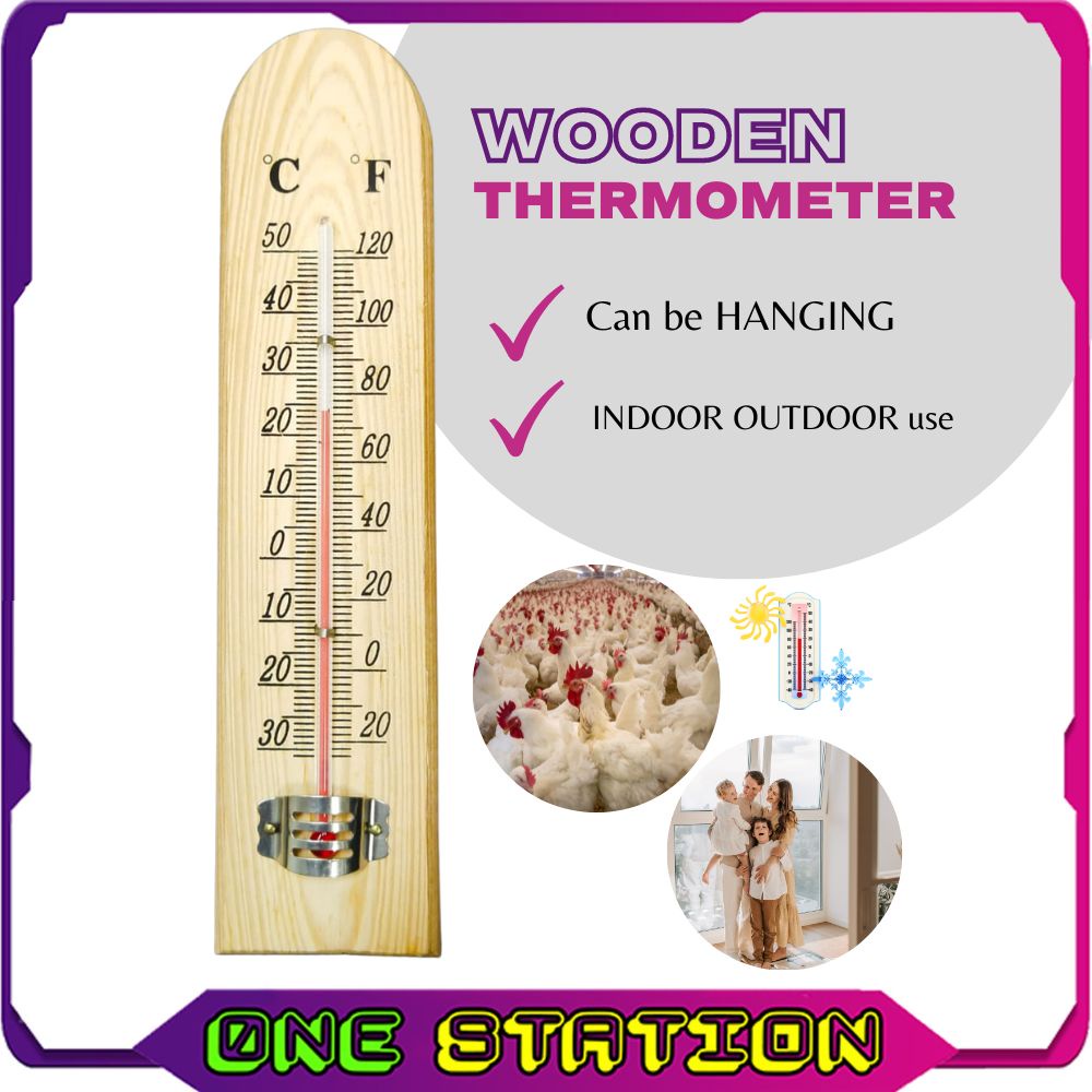 Wooden Thermometer Jangka Suhu Meter Bilik Outdoor Indoor Thermometer ...