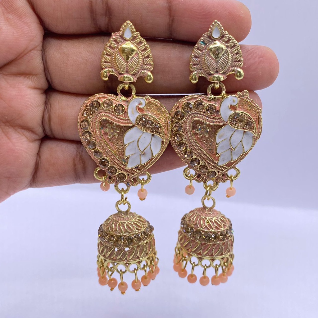 Long Drop Dangle Earring with Jimiki Pastel Colors Blue Green Peach ...