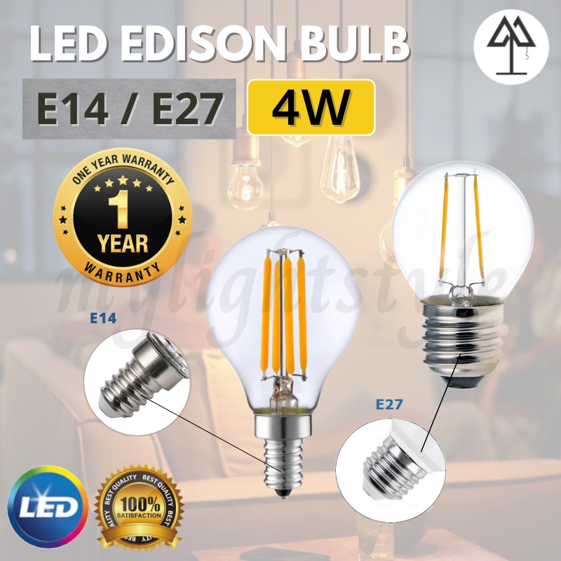 LED 4W E14 E27 G45 FILAMENT BULB CANDLE BULB PING PONG BULB EDISON BULB ...