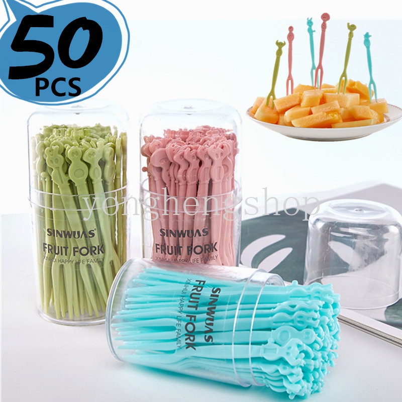 50pcs/set Disposable Fruit Forks Dessert Salad Food Picks BBQ Stick ...