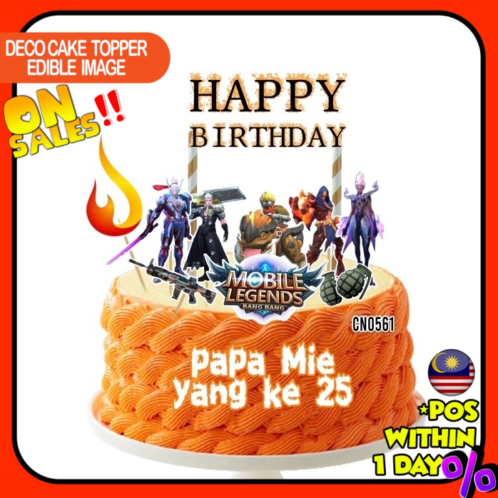 [CUSTOM NAME] Happy Birthday Cake Topper Mobile Legends Decoration Set ...