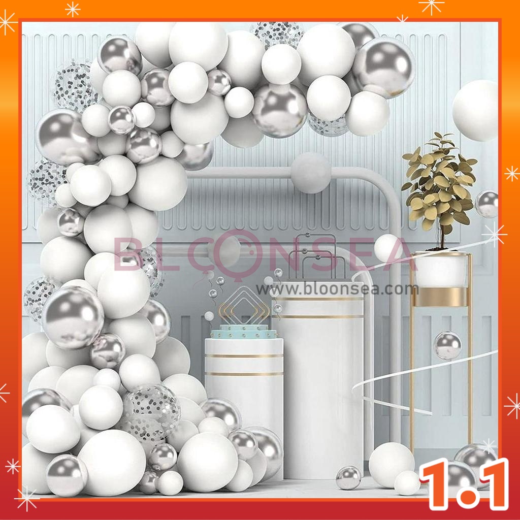 Balloons Garland Set (P) Balloon Happy Birthday Decoration Theme Silver ...