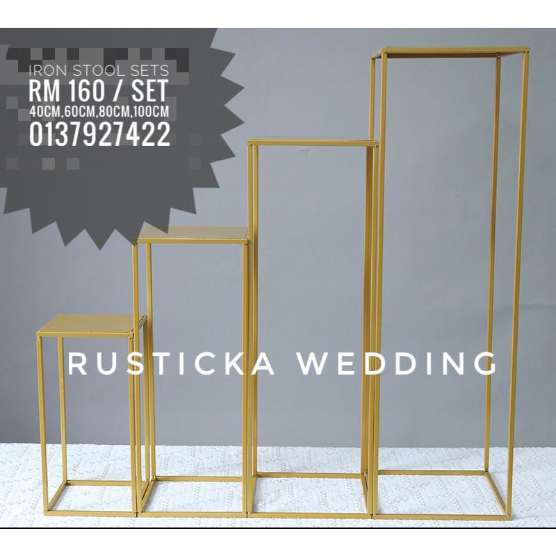 Iron Stool Set Besi Flower Stand Wedding Vase Iron Stool Bunga Wrought ...