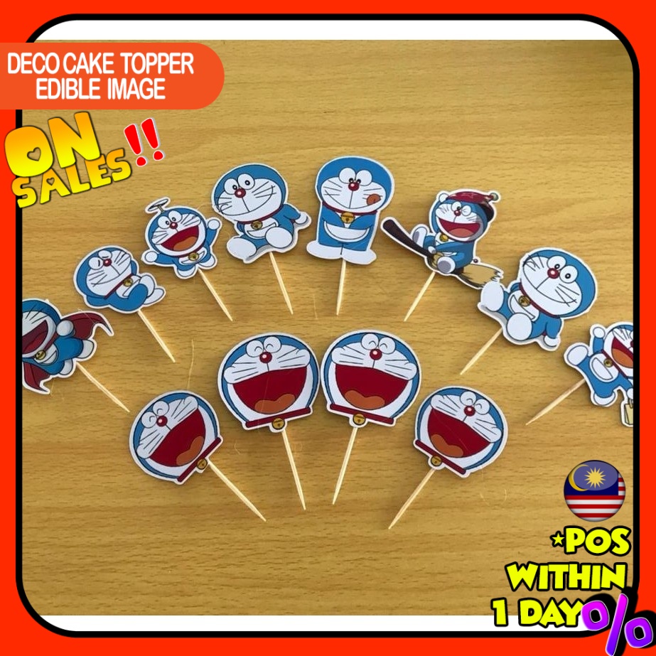 Happy Birthday Cake Topper Cupcake Doraemon Decoration Set Party ...