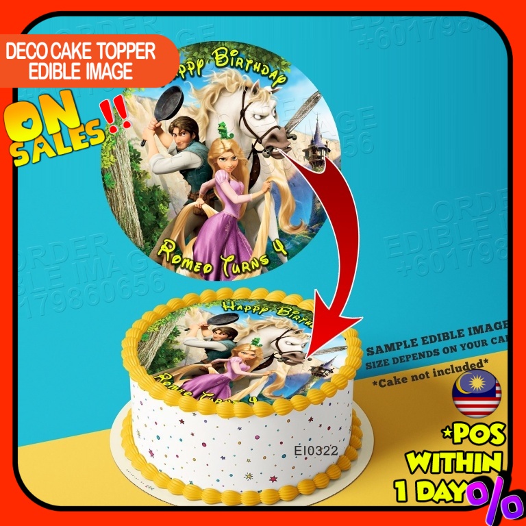 Printing EI Disney Tangled Rapunzel Wallpape Edible Image Print Cake ...