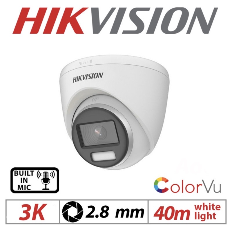 HIKVISION CCTV 3K ColorVu Indoor Audio Fixed Turret Camera(DS-2CE70KF0T ...