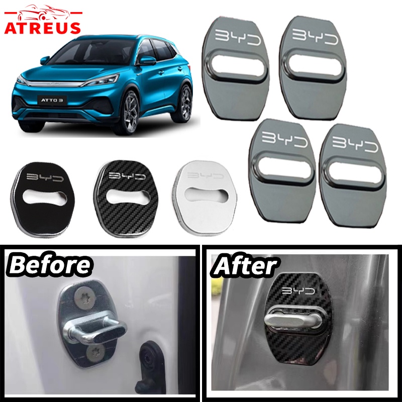 4Pcs BYD Atto 3 Car Door Lock Cover Case Stainless Steel Car Door Lock ...