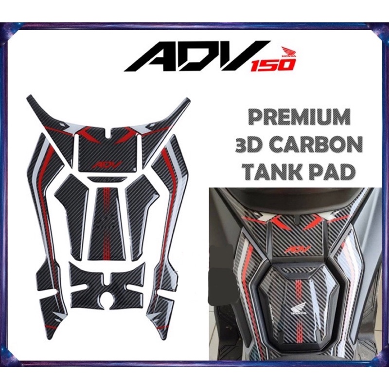 HONDA ADV160 ADV150 TANK PAD SET PREMIUM 3D CARBON STICKER PROTECTOR ...