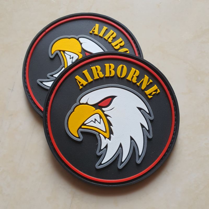 Round airborne logo rubber patch - tni au - air force - velcro rubber ...