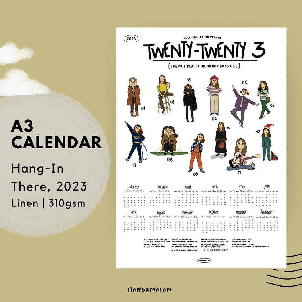HANG-IN THERE 2023 A3 CALENDAR | Shopee Malaysia