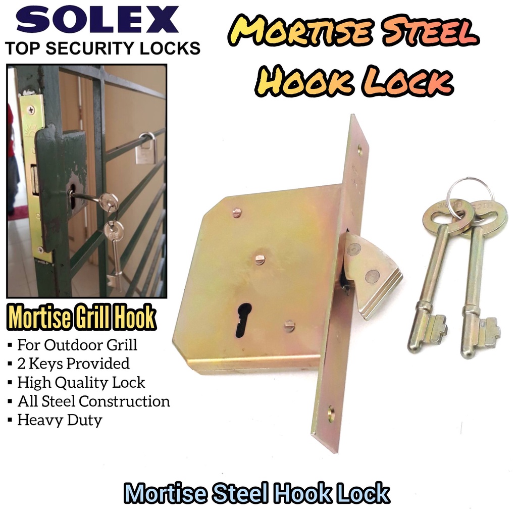 Solex Mortise Steel Hook Lock For Steel Grill Door Mortise Lock ...