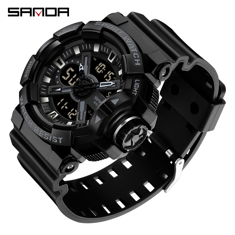Sanda Men Watch Waterproof Fashion Sports Dual Display Men Watch ...