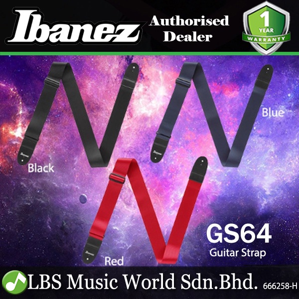 Ibanez GS64 Standard Guitar Strap with Secure Leather End (GS 64 ...