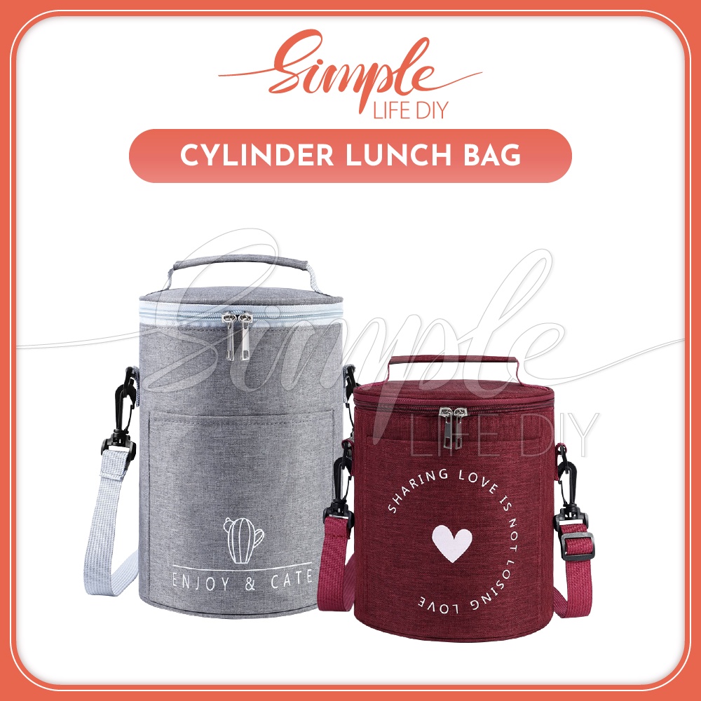 Oxford Cloth Portable Insulated Round Lunch Bag Thermal Box Storage ...