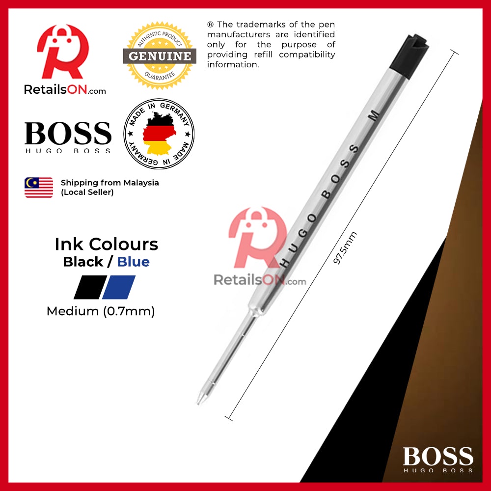 Hugo Boss Ballpoint Refill (M) - Black/Blue | Standard Parker Style G2 ...