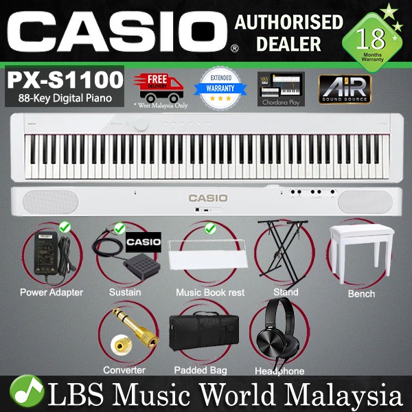 Casio PX-S1100 88 Key Digital Piano Keyboard Portable Package With ...