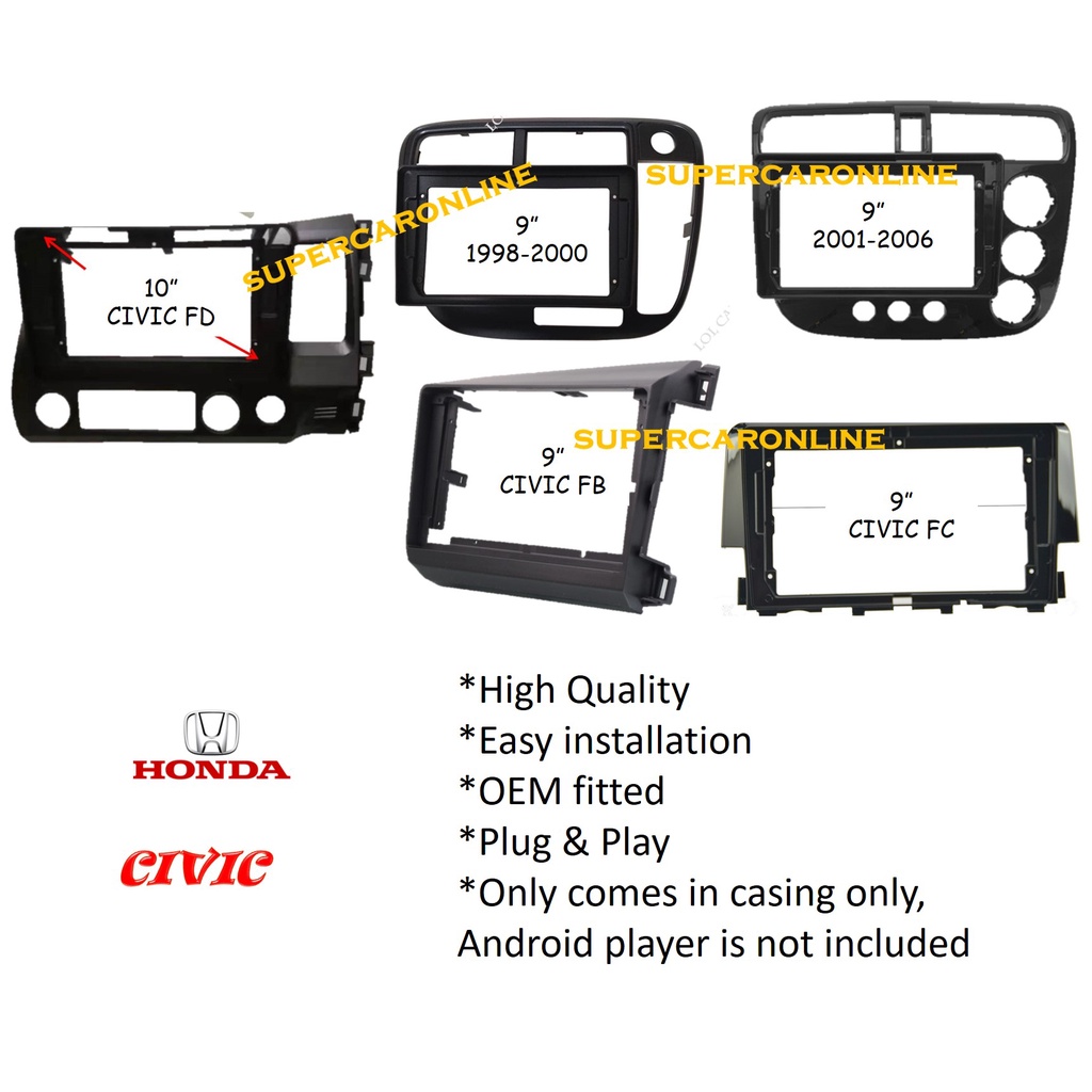 Android Player Casing For Honda CIVIC 1996 - 1999 , CIVIC 1998 - 2000 ...
