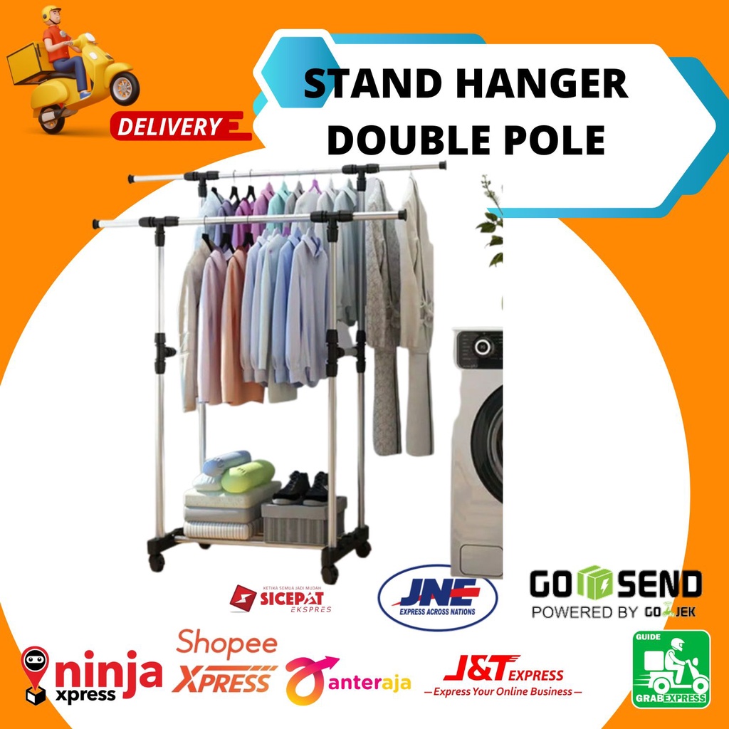 Double POLE HANGER STAND / MULTIFUNCTION HANGER STAND / TOWEL RACK MINI ...