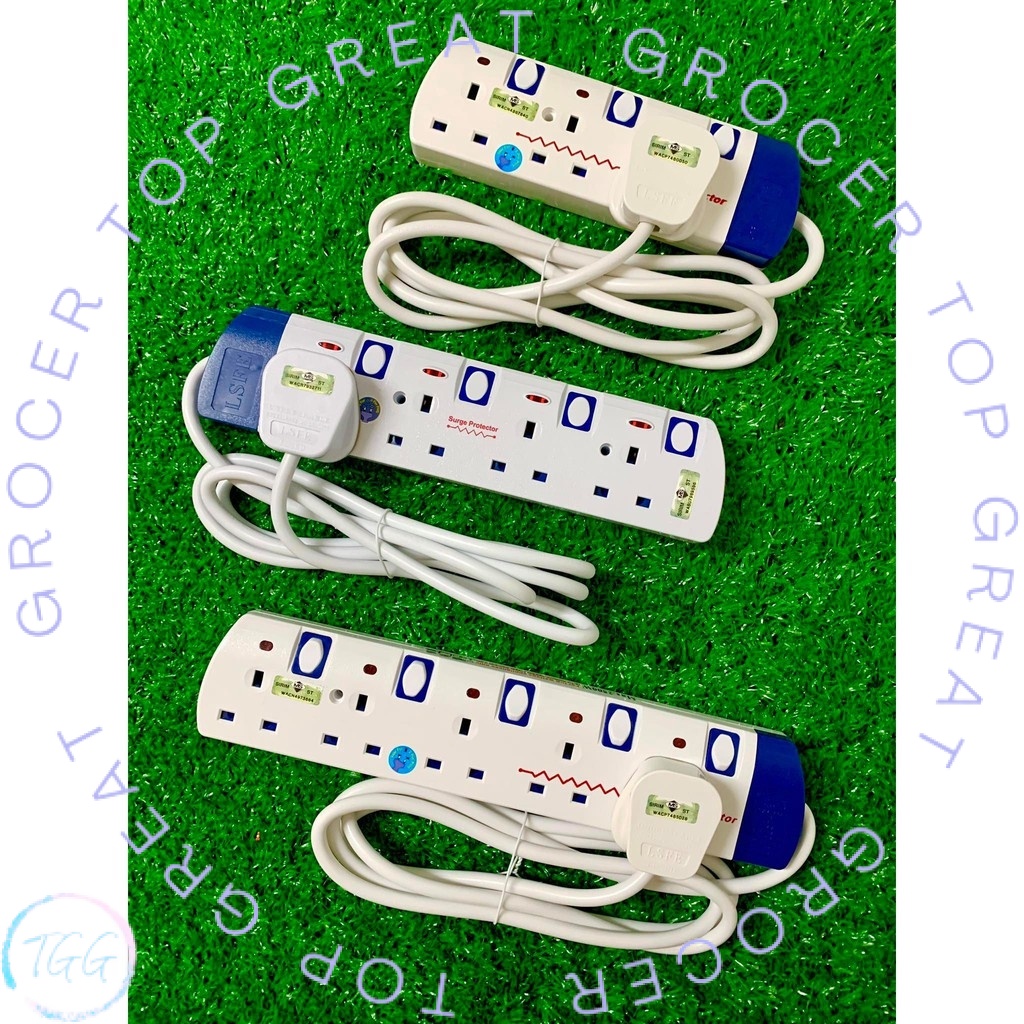 Trailing Socket 3 Gang 4 Gang 5 Gang 2m Sirim Surge Protector 100 Copper [plug