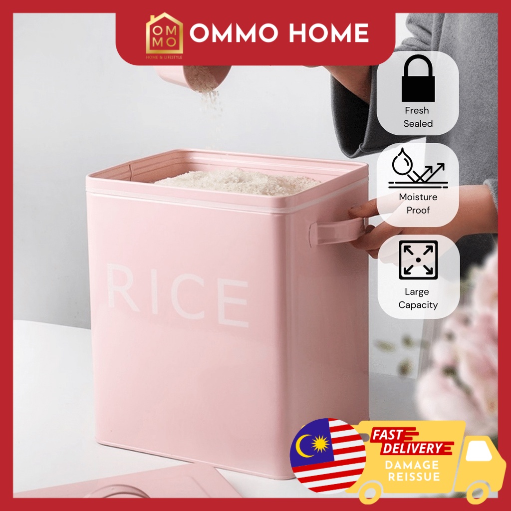 Rice Canister Storage Barrel (5kg) with Scoop | Shopee Malaysia