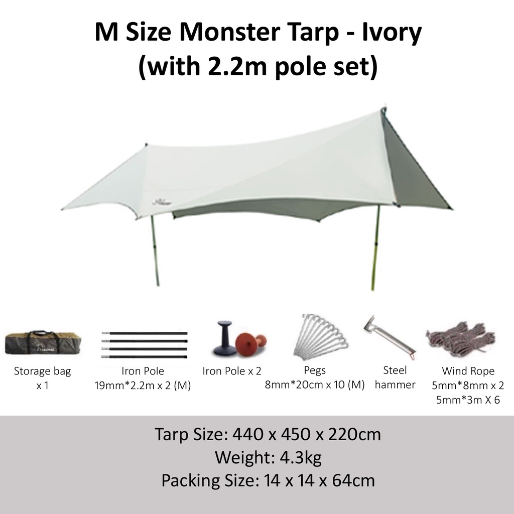 VIDALIDO Monster Tarp BLACK / SILVER Coating 5.4 x 5.5m / 4.4 x 4.5m ...