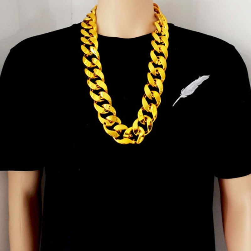 KING Sparkling Faux Gold Chain Necklace 90s Hip Hop Fake Gold Costume ...