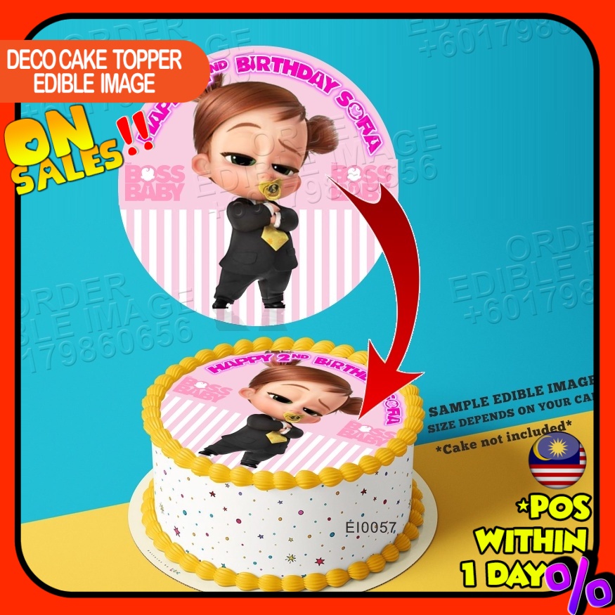 Printing EI Baby Boss Girl Edible Image Print Cake Photo Icing Paper ...