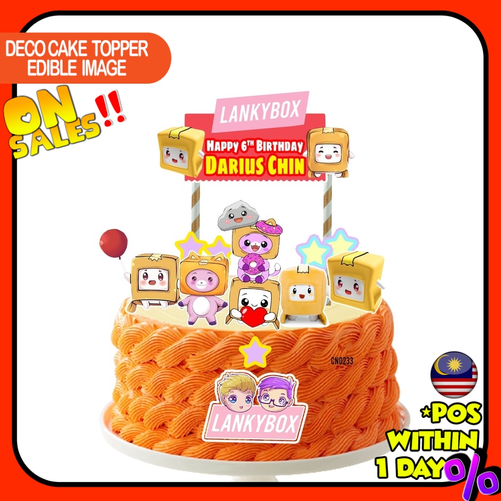 [CUSTOM NAME] Happy Birthday Cake Topper LankyBox Decoration Set Party ...