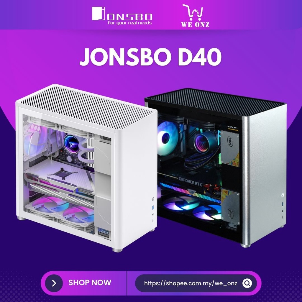 [White & Silver] Jonsbo D40 Tempered glass ATX PC Case | Shopee Malaysia