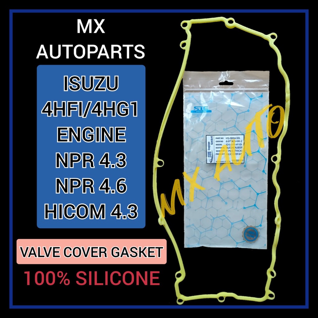 100% SILICONE VALVE COVER GASKET ISUZU NPR HICOM 4.3 4.6 4HF1 / 4HG1 ...