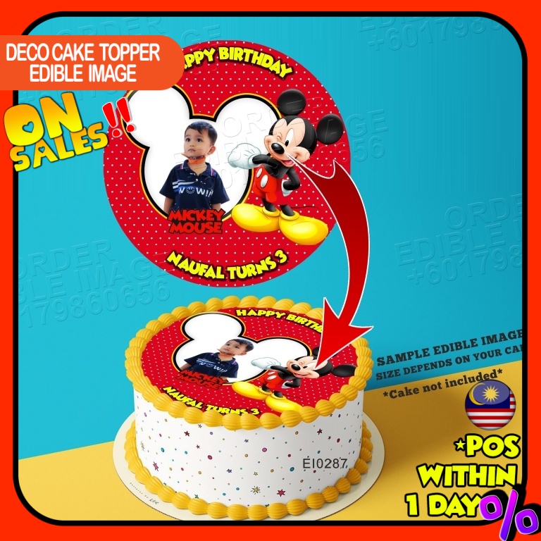 Printing EI Custom Image Mickey Mouse Edible Image Print Cake Photo ...
