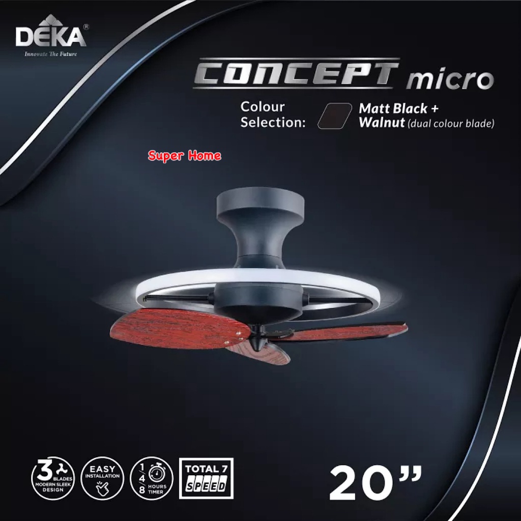 Deka Ceiling Fan CONCEPT Micro (Dual Fan Blade Color Walnut / Matt ...