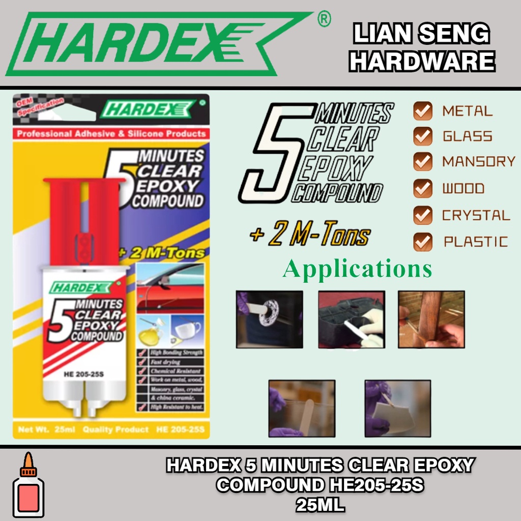 HARDEX 5 MINUTES CLEAR EPOXY COMPOUND HE205-25S (25ML) | Shopee Malaysia
