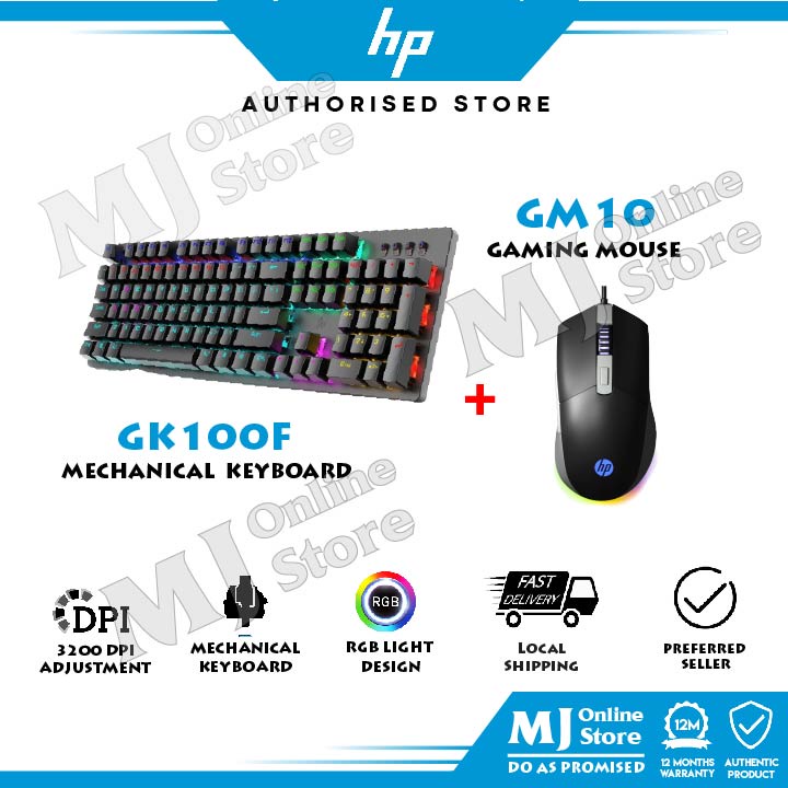 HP GK100F Mechanical Gaming Keyboard & GM10 GAMING Mouse COMBO SET ...