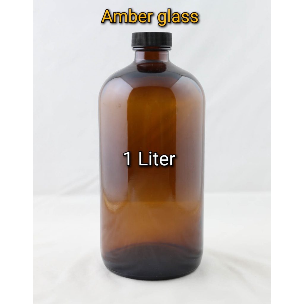 Amber Glass Bottles With black screw cap & Stopper Insert [ 30ml 60ml ...