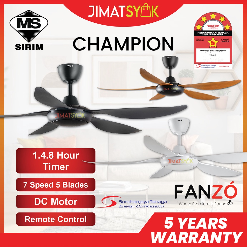 FANZÓ Fan FANZO CHAMPION Fan 56 Inch 5 Blades 7 Speed DC Motor With ...