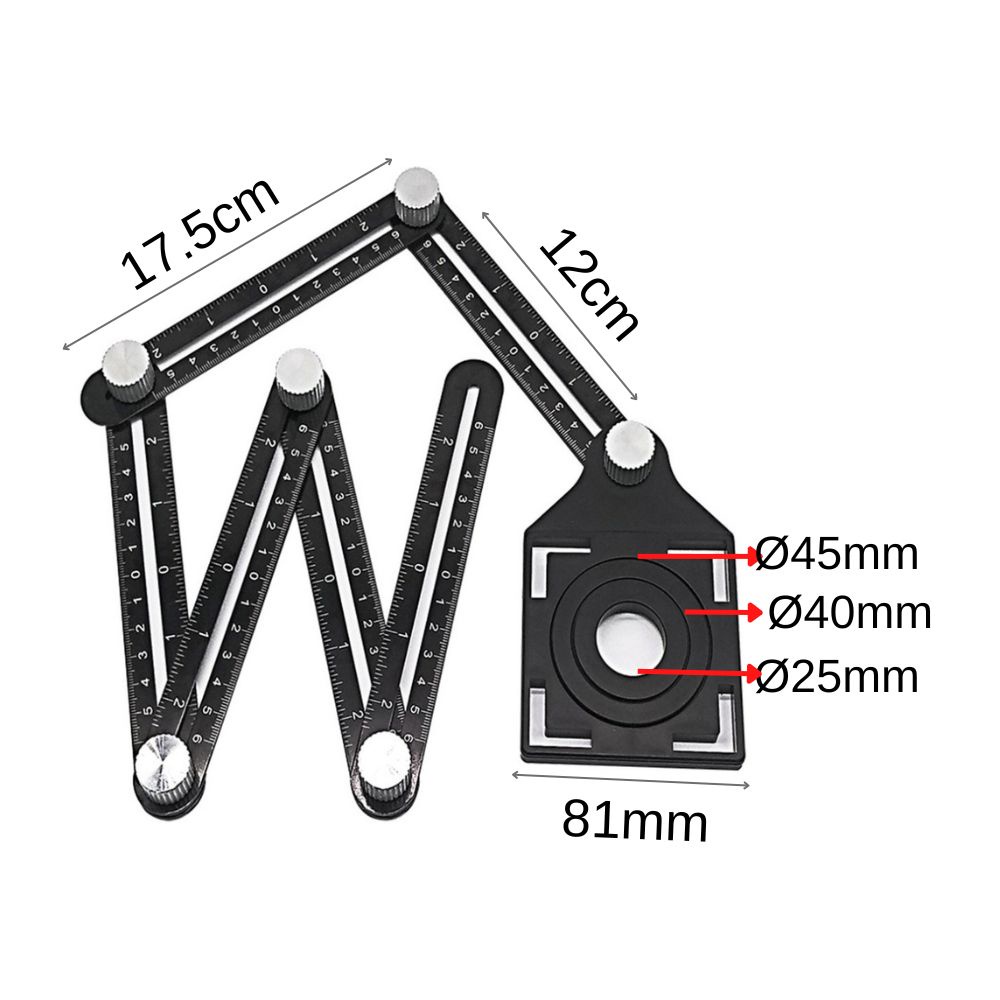 Multi-purpose 6-piece folding ruler for measuring tile tiling, 1m long ...