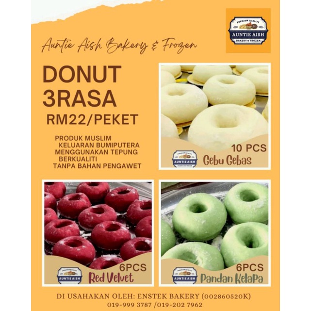 Frozen Bundle Pakej Donut 3 Rasa Gebu Gebas, Donut Red Velvet, Donut ...