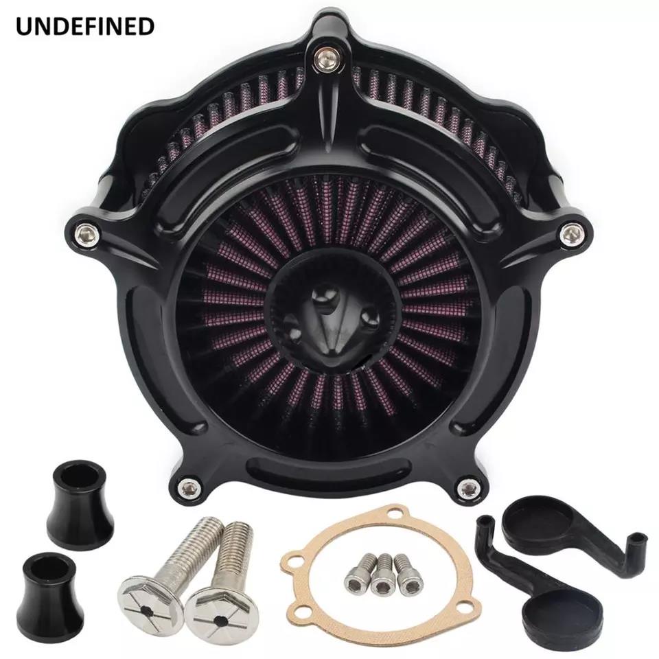Black Turbine Spike Air Filter Motorcycle Intake Air Cleaner System For ...