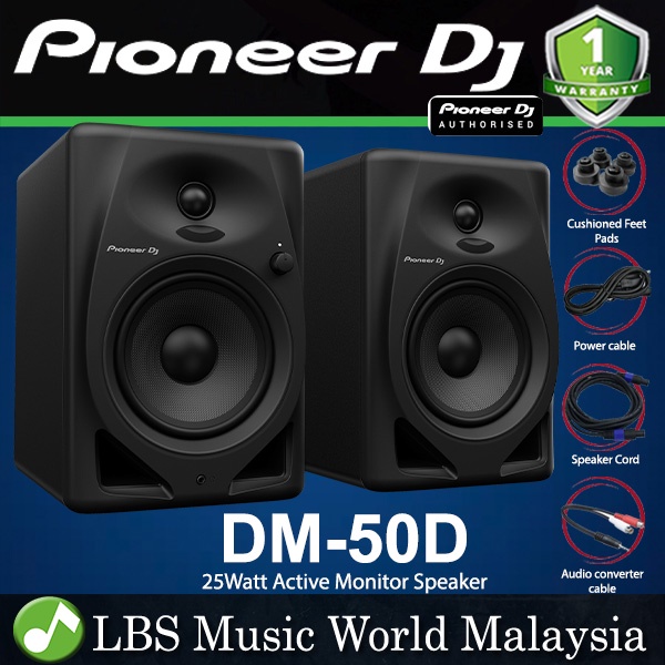 Pioneer DJ DM-50D 25 Watt 5 Inch Bass Reflex Active Desktop Monitor ...