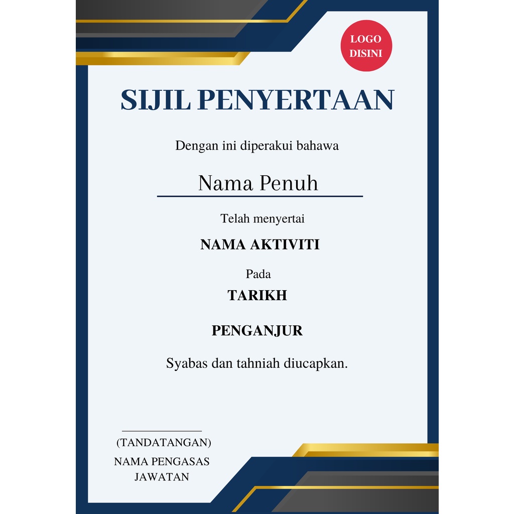 Template Sijil Template Certificate boleh edit dalam powerpoint ...