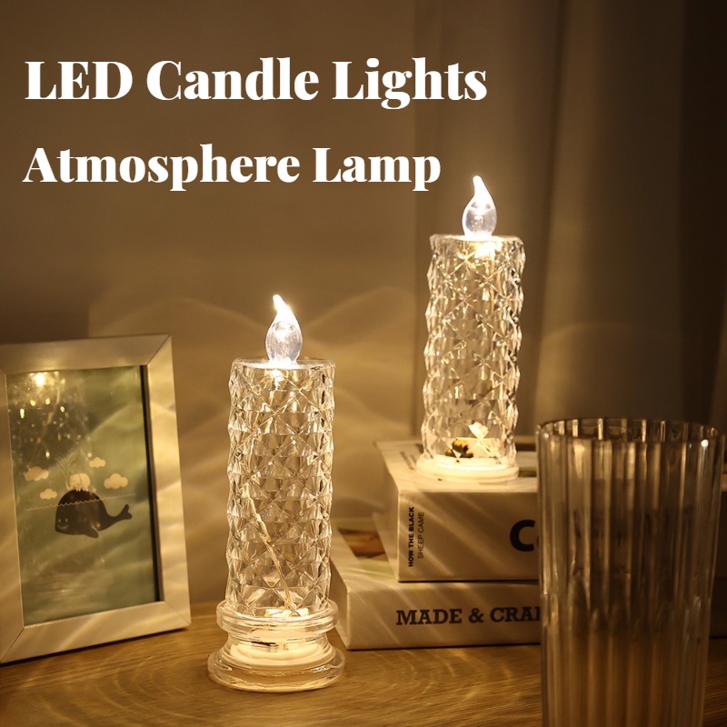 Romantic Diamond Rose Projection Candle Light Battery Operated For Home ...
