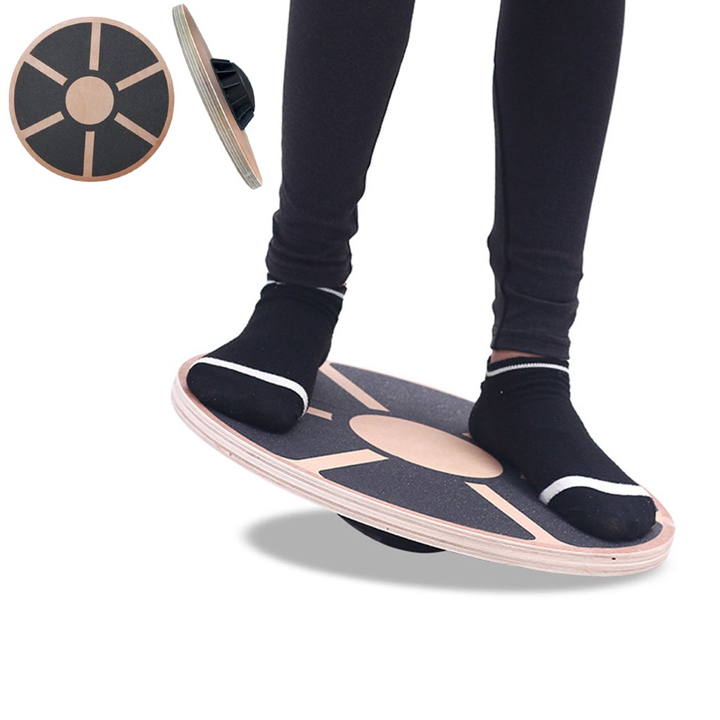 Wooden Balance Board Non-Slip Wobble Core Trainer 39.5cm Diameter with ...