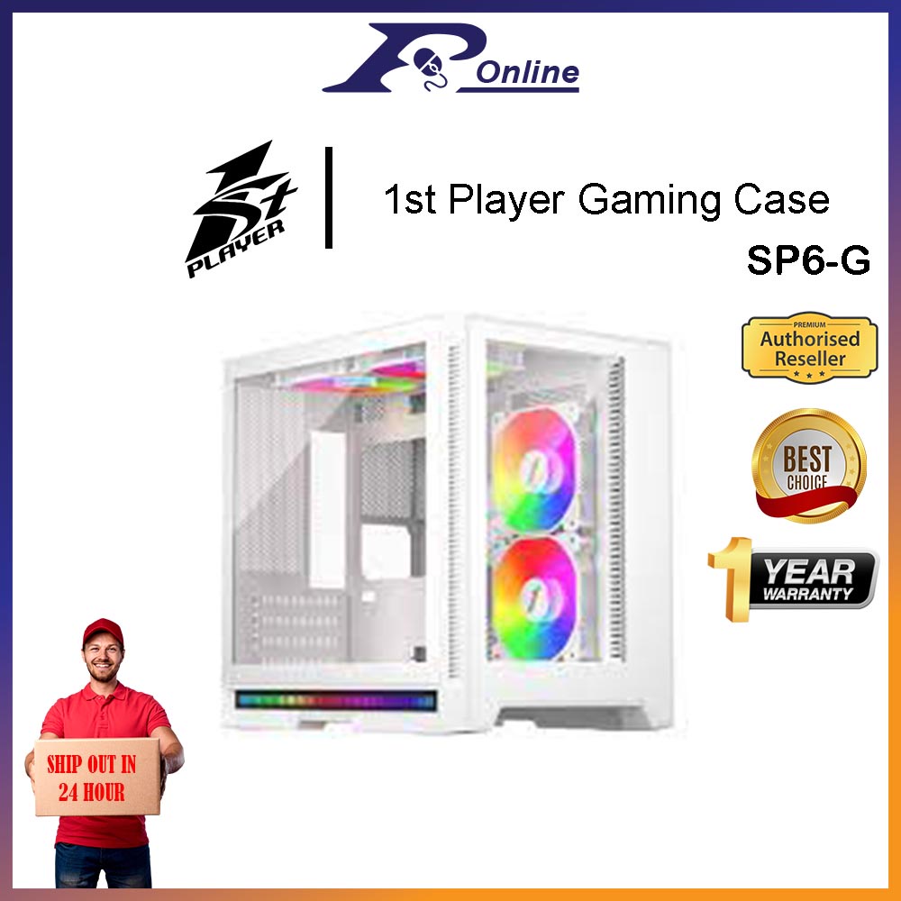 1st Player SP6-G Black / White Gaming Casing PC Case with RGB Dancing ...
