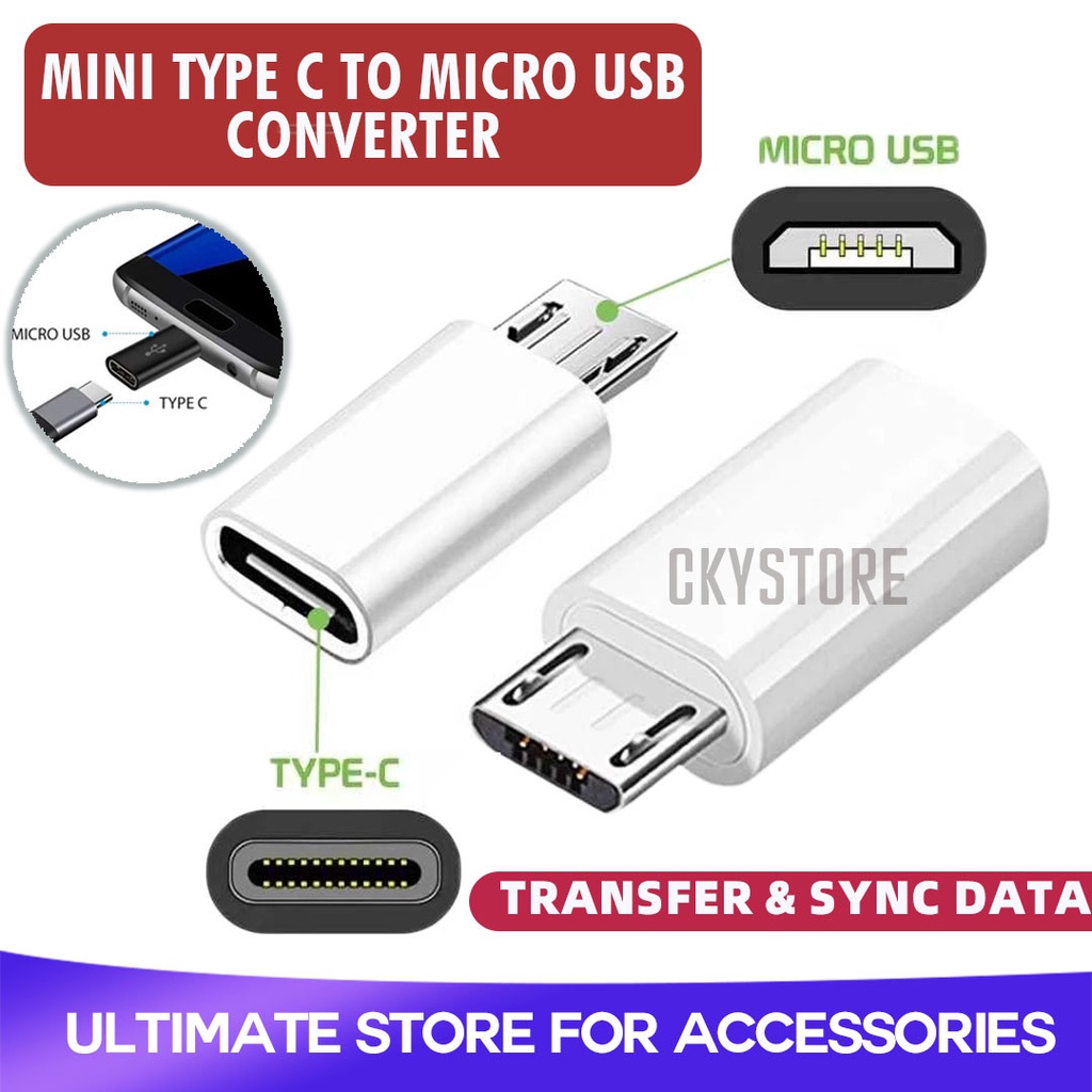 Type-C Type C USB FEMALE to Micro USB MALE Adapter for Android Phone ...