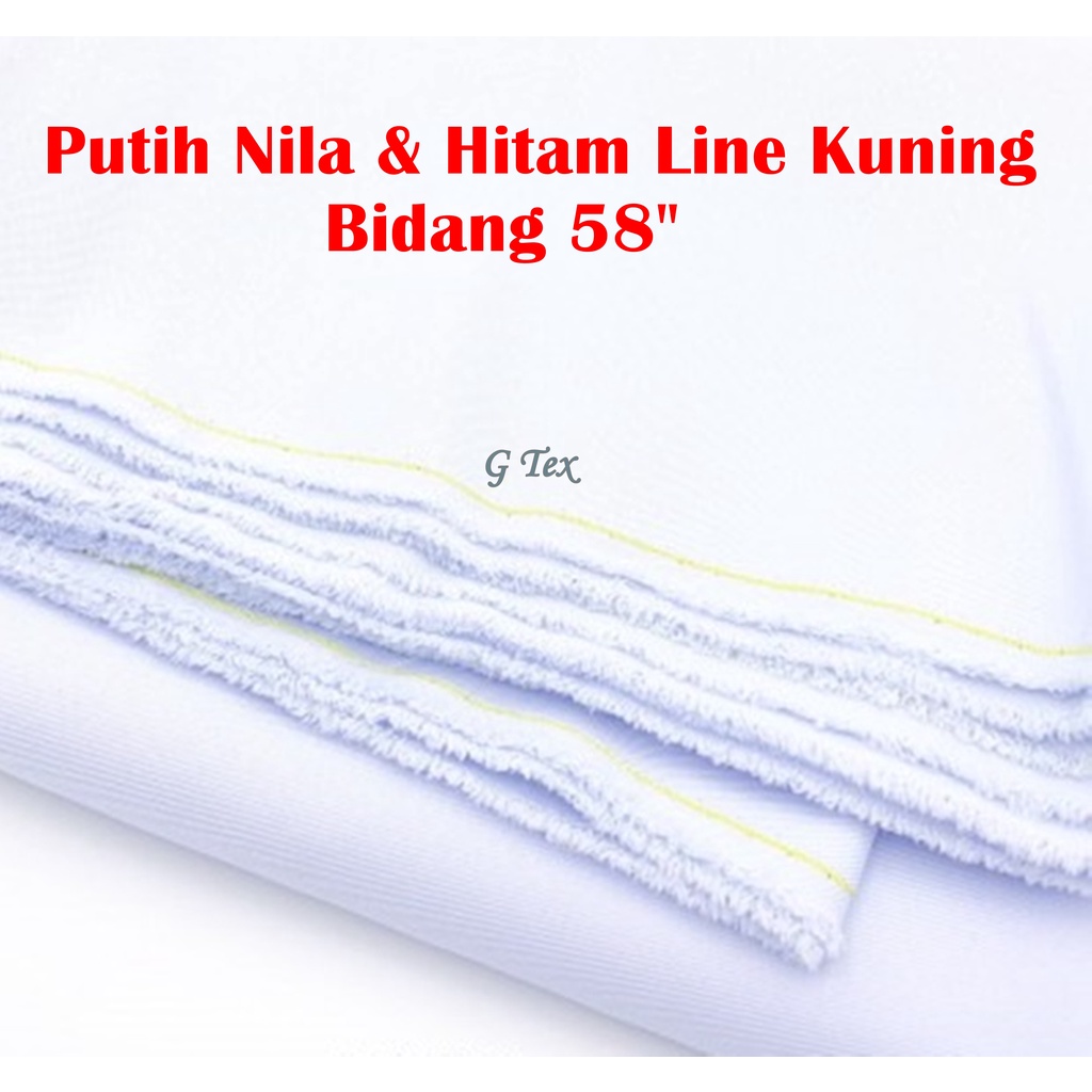 Sepasang Kain Uniform Jururawat Putih Nila & Hitam Line Kuning Bidang ...