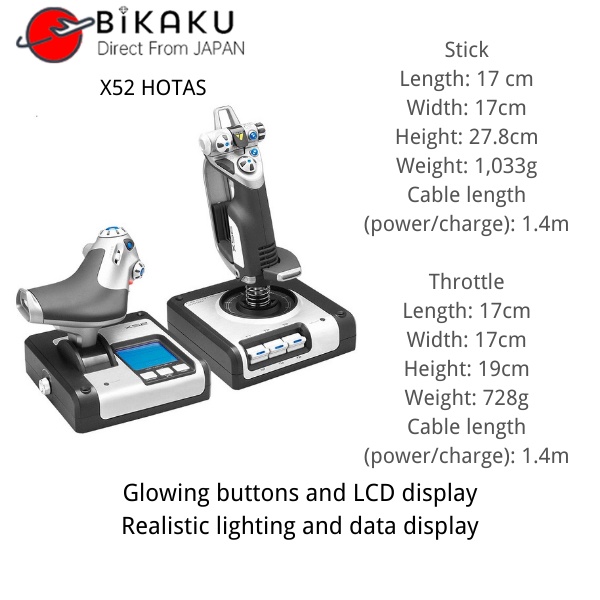 Logitech logicool X52 HOTAS Flight Simulator Joystick for PC & Console ...