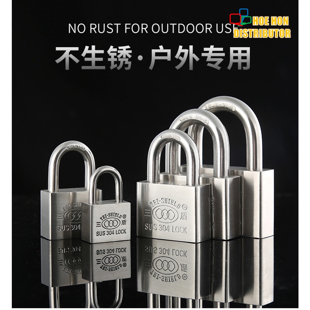 Full SUS 304 Stainless Steel Padlock Heavy Duty Door Lock Shackle ...