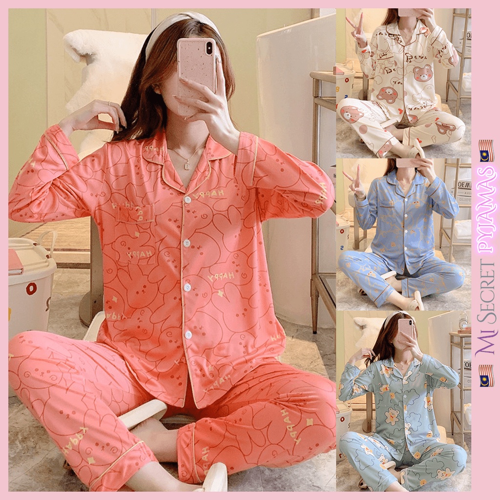 Missy Pyjamas Cute Baju Tidur Wanita Lengan Panjang Oren Pajamas Women ...