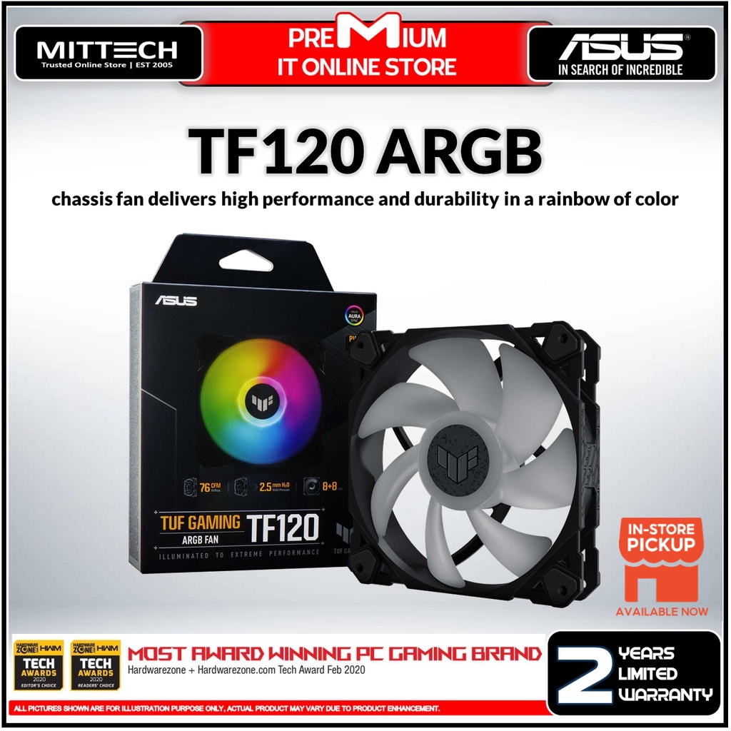 Asus TUF Gaming TF120 ARGB Fan | Class-Leading Airflow | Advanced Fluid ...